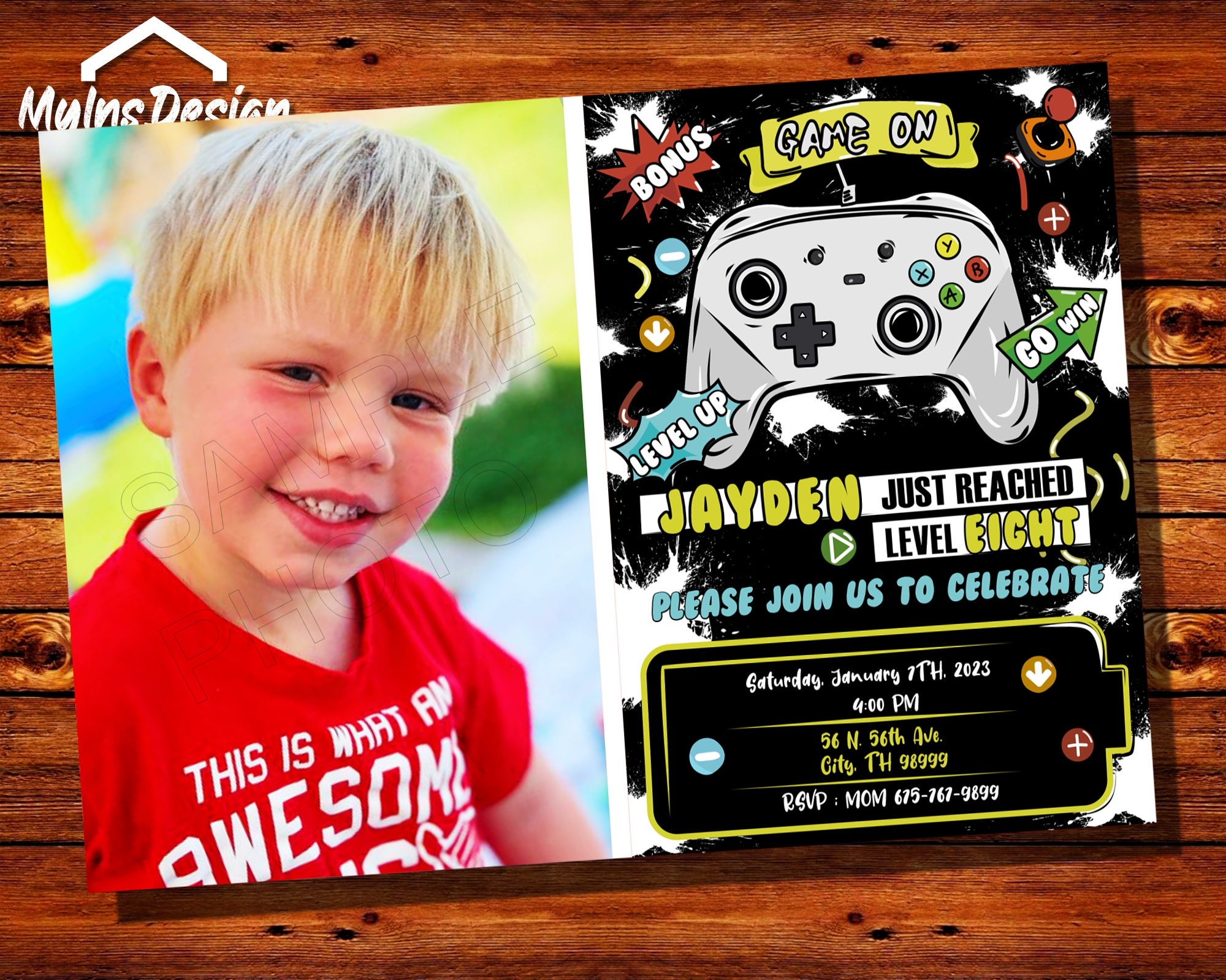 Video Games Invitation With Photo, Video Games Birthday Invitation ...
