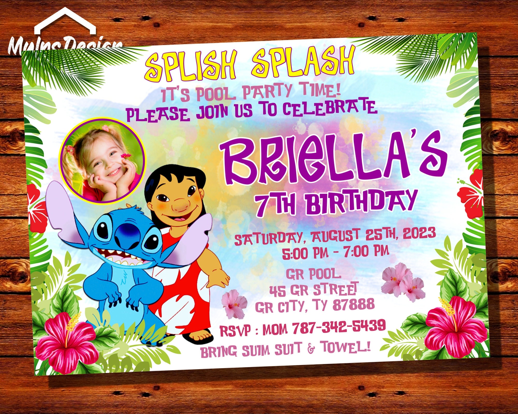 Lilo and Stitch Invitation With Photo, Lilo Invitation, Stitch ...