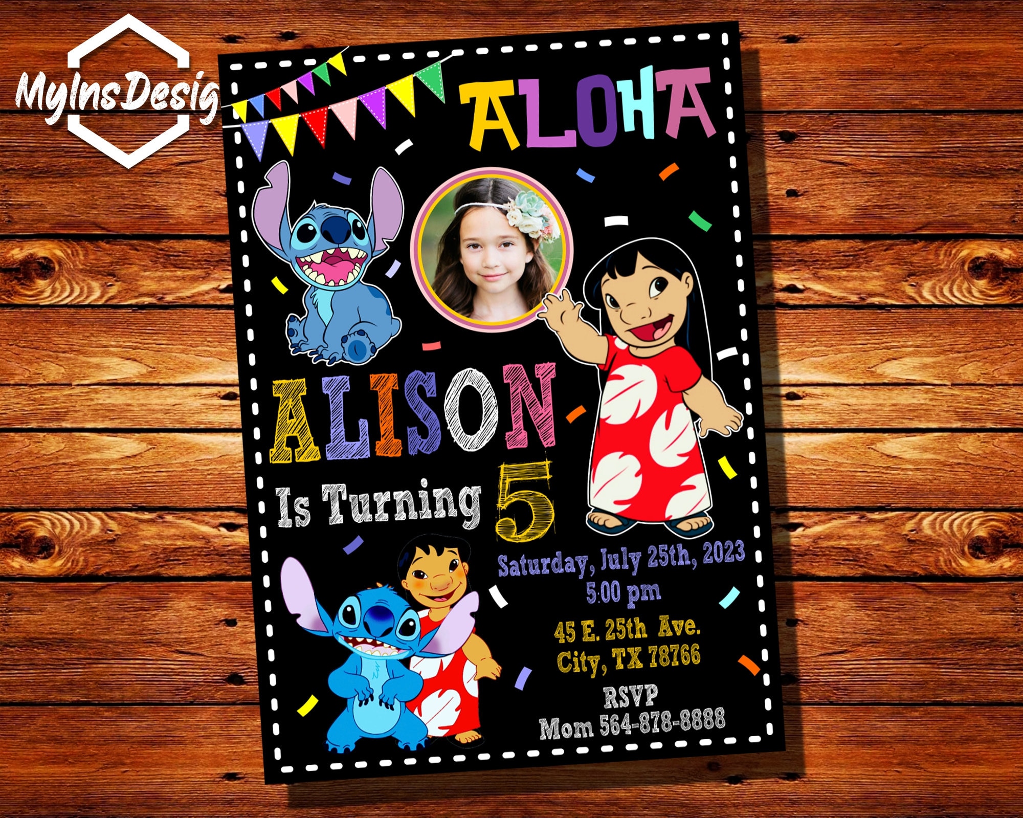 Invitación de Lilo y Stitch con foto invitación de Lilo - Etsy España