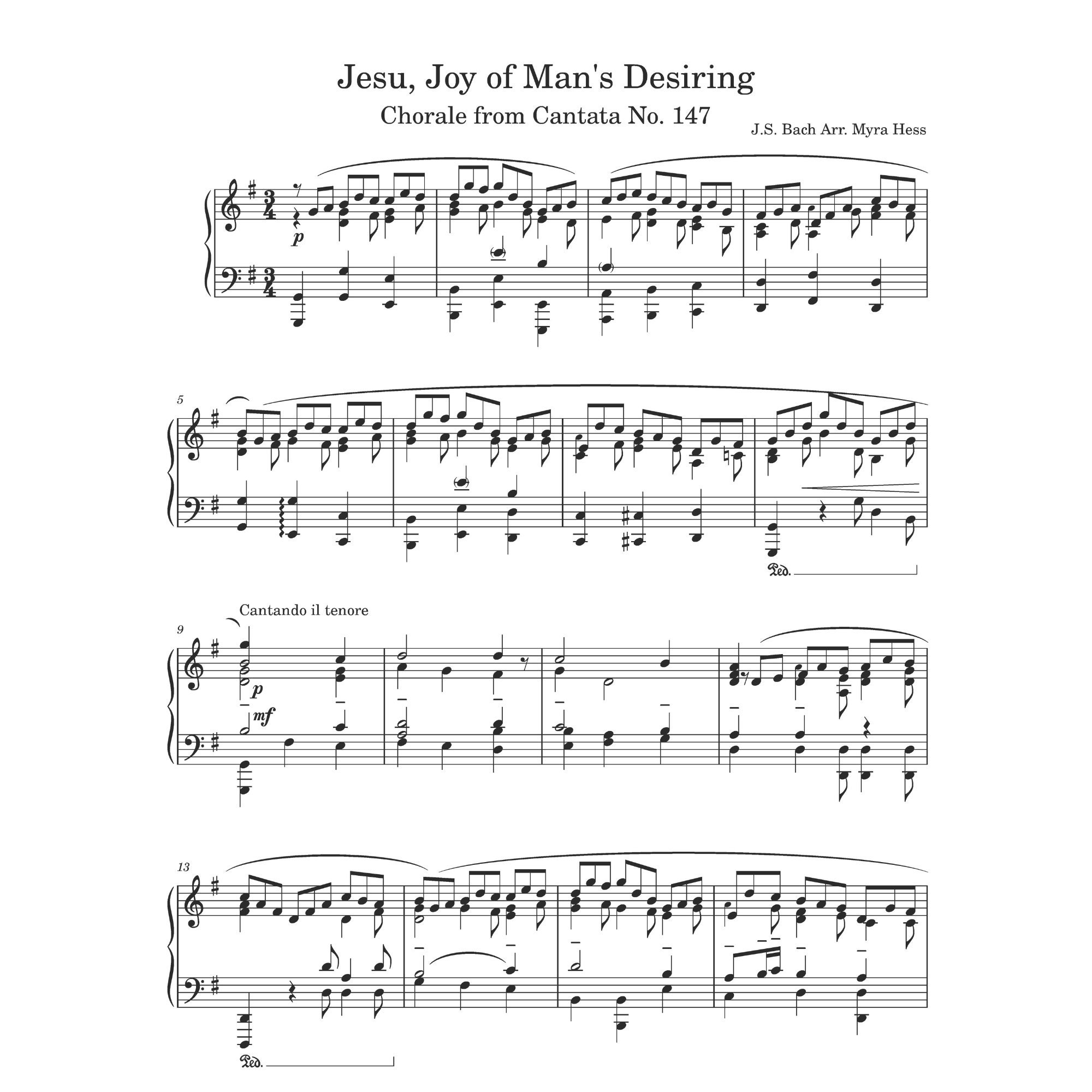 Jesu, Joy of Man's Desiring Bach BVW147 Piano Solo Sheet Music Download ...
