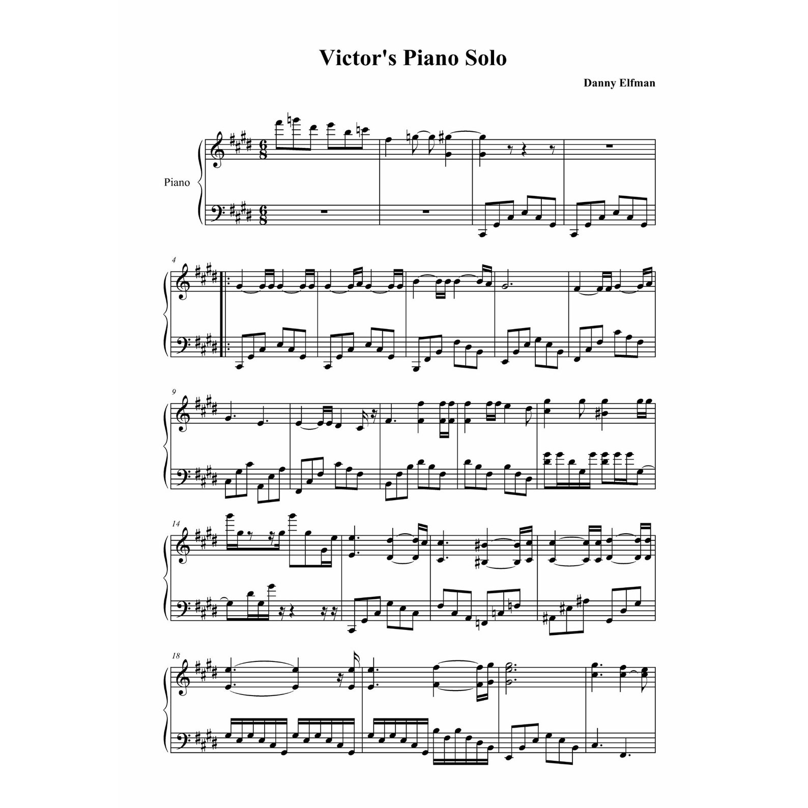 Corpse Bride - Victor's Piano Solo Piano Sheet Music PDF - Etsy