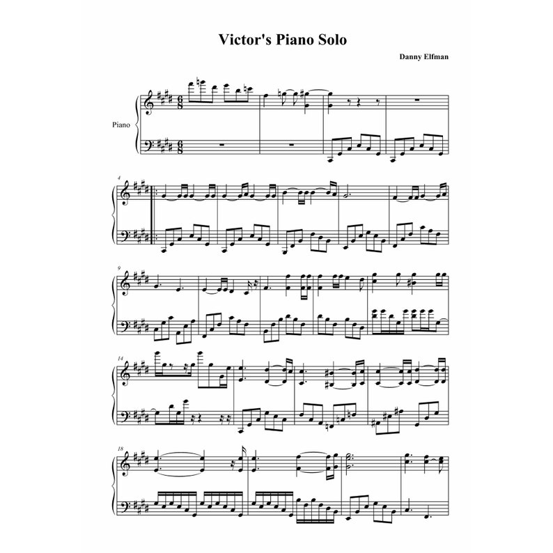 Corpse Bride - Victor's Piano Solo Piano Sheet Music PDF - Etsy