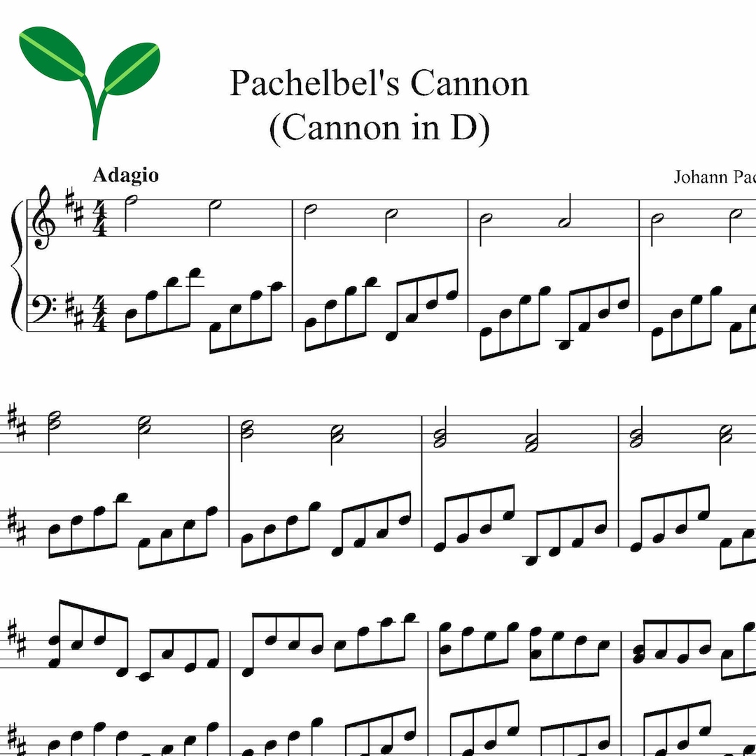 Pachelbel - Cannon in D (easy) Piano Sheet Music - Etsy