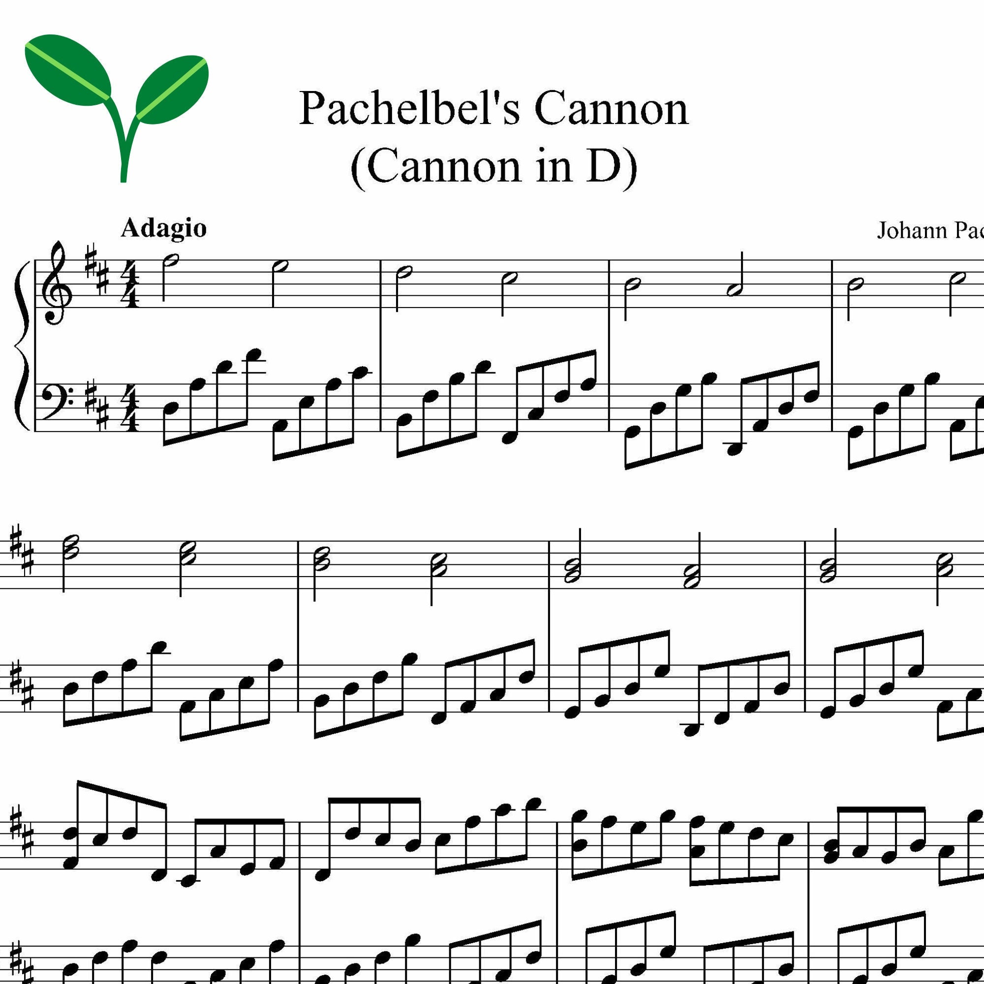 Pachelbel - Cannon in D (easy) Piano Sheet Music - Etsy