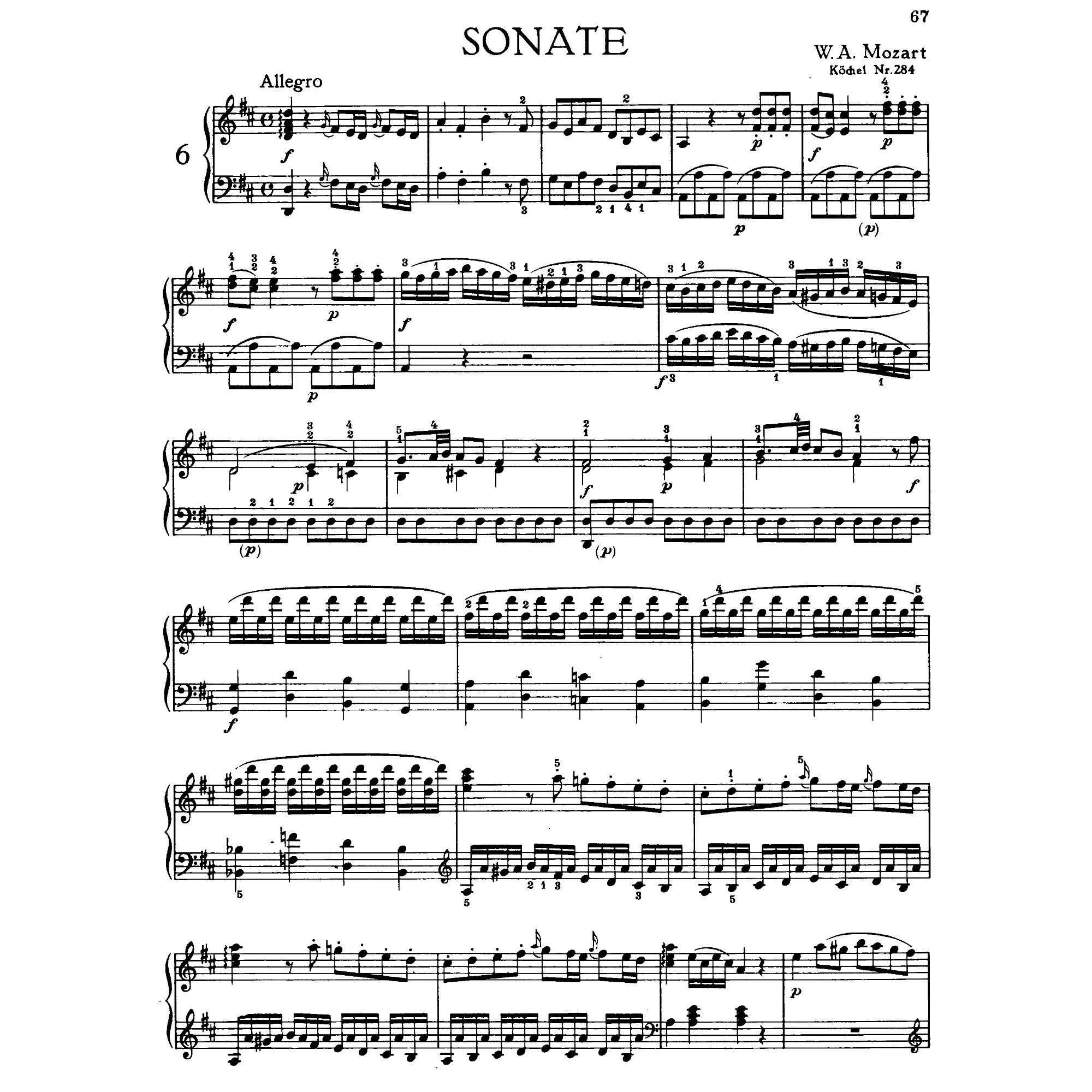 Mozart Sonata No 6 K 284 (complete All Three Movements) Wolfgang ...