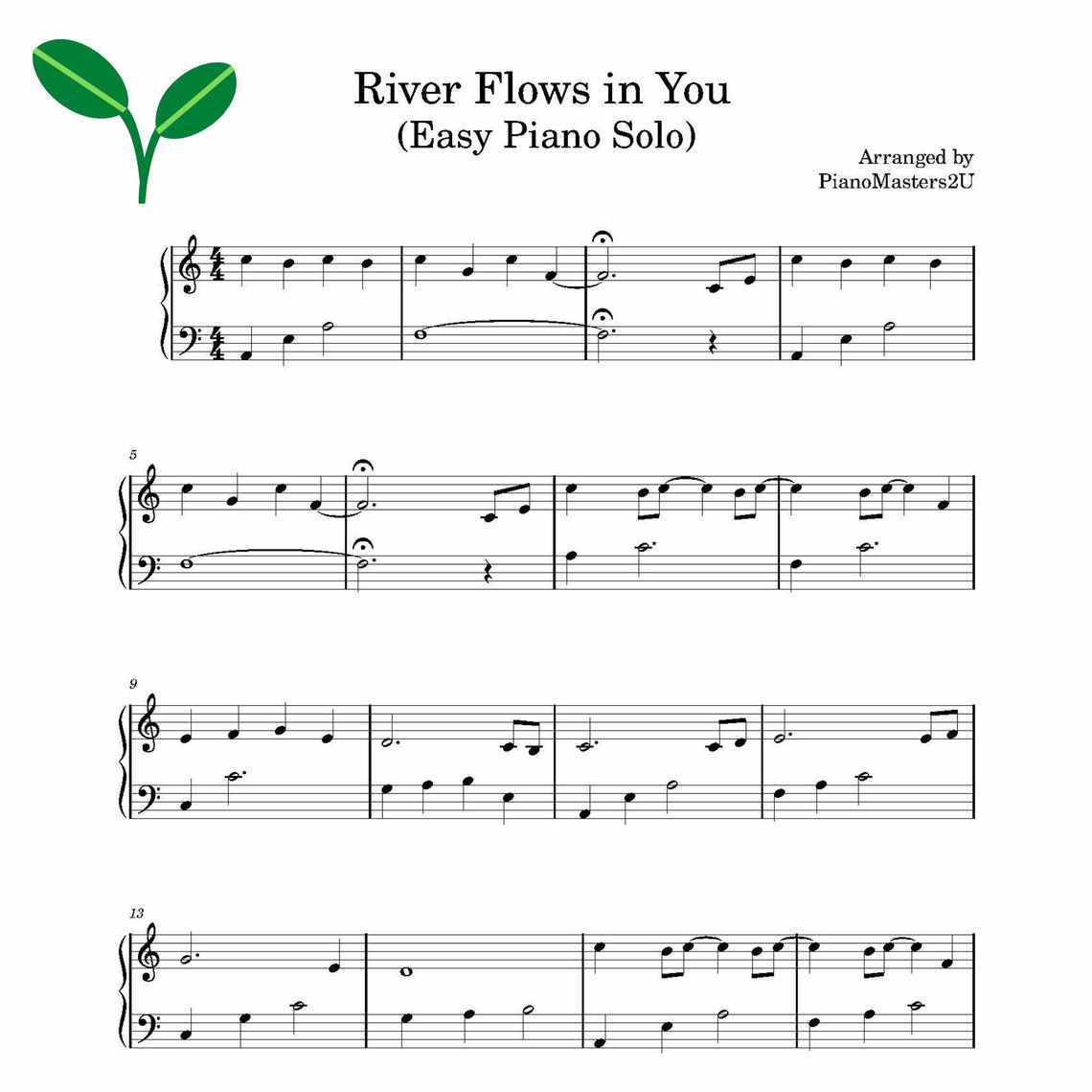 River Flows in You Easy Arrangement Piano Sheet Music PDF 2 Pages - Etsy