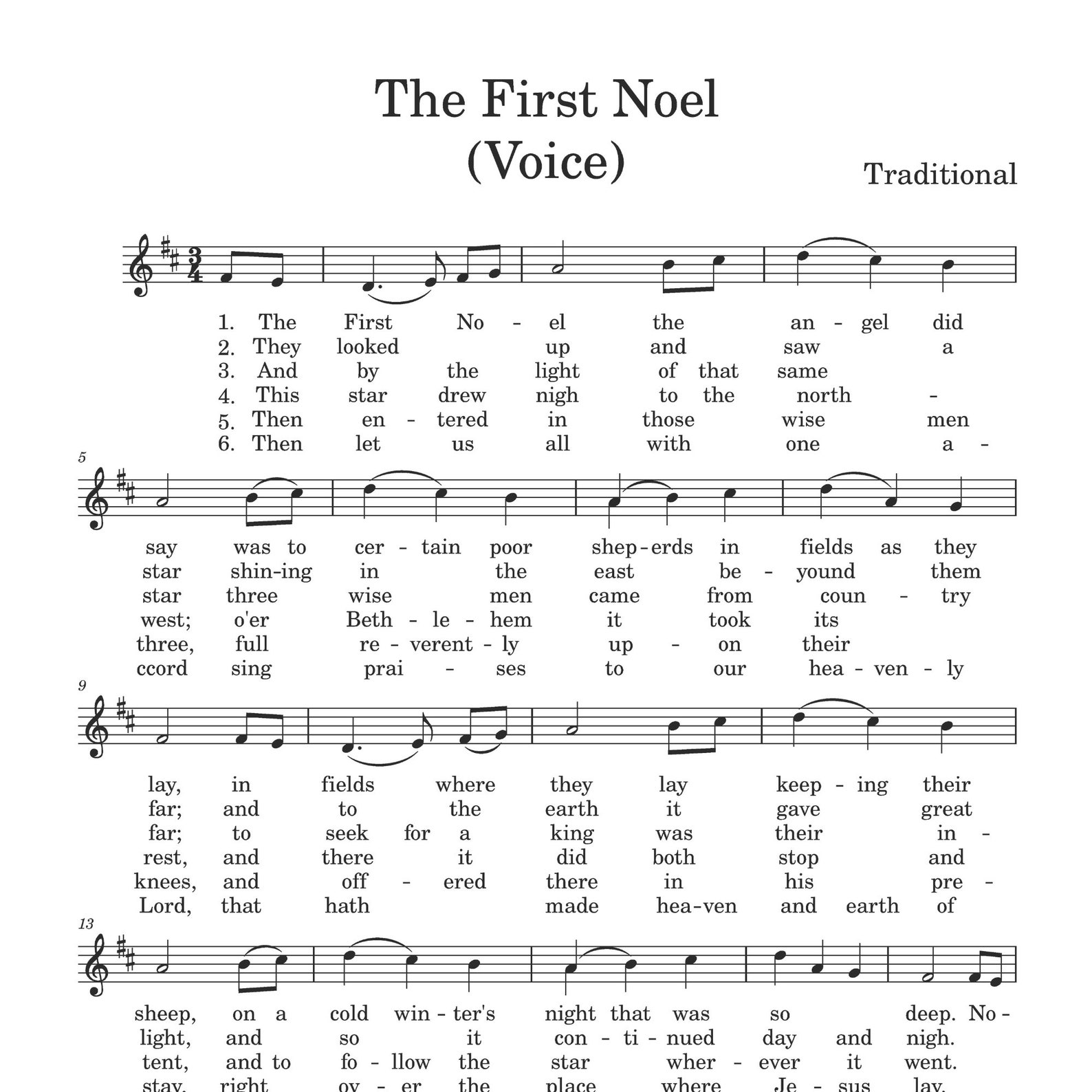 The First Noel Christmas Carol (easy) Piano / Vocal Music Sheet ...