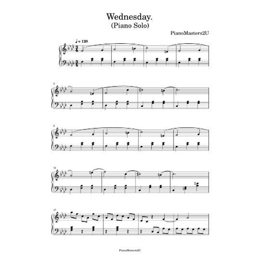 Wednesday Addams Family 2022 Inspired Easy Piano Solo Sheet Music ...