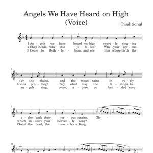 Angels We Have Heard on High Christmas Carol (easy) Music Sheet ...