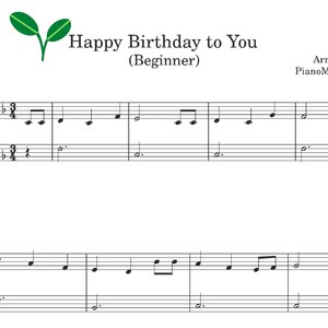 Happy Birthday to You Easy and Beginner 2 Versions Piano Sheet Music ...