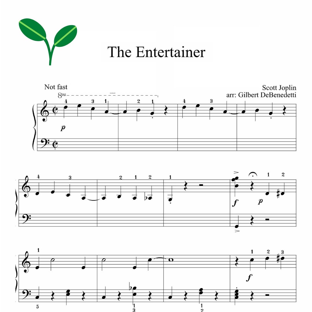 Joplin - the Entertainer (easy) Piano Sheet Music PDF - Etsy