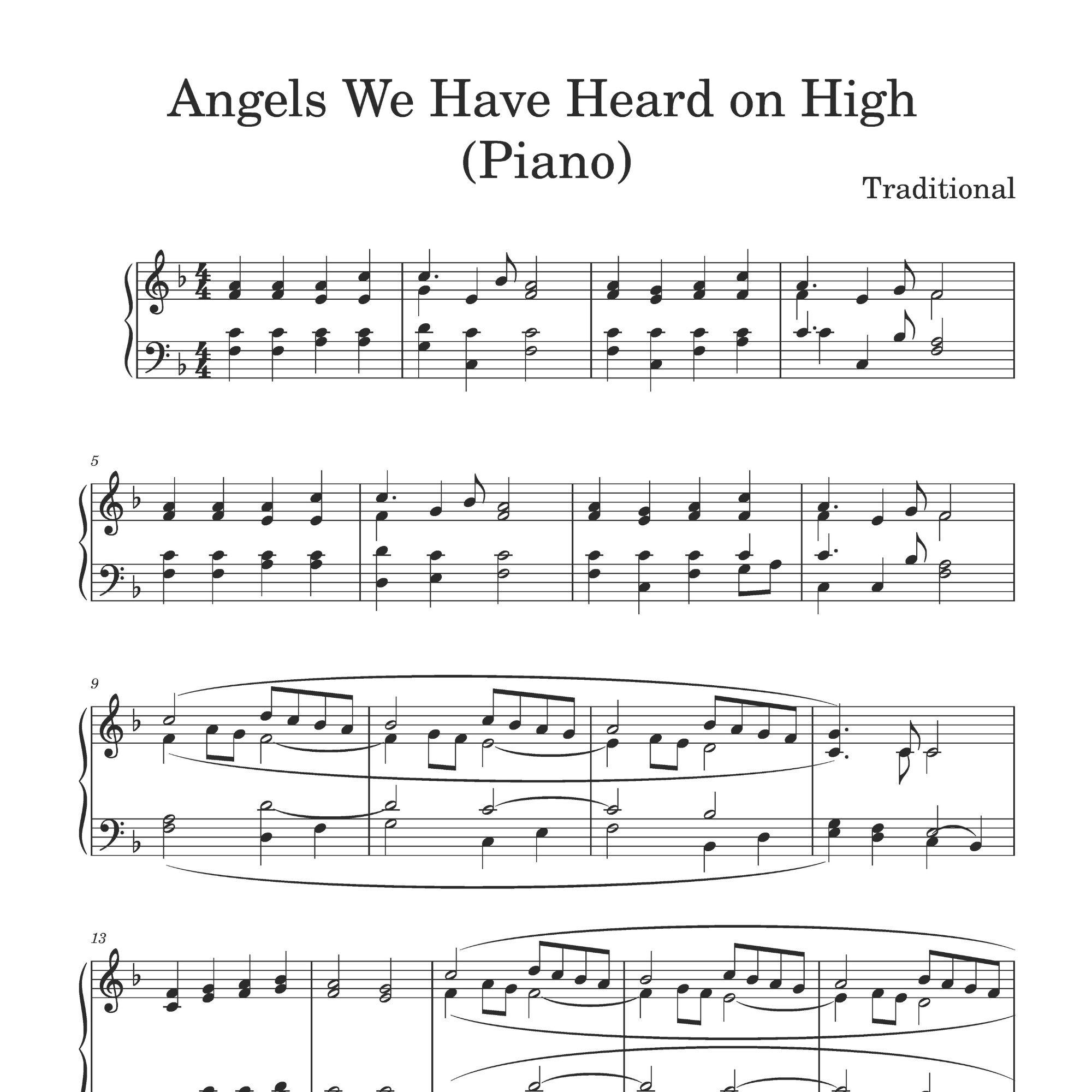 Angels We Have Heard on High Christmas Carol (easy) Music Sheet ...