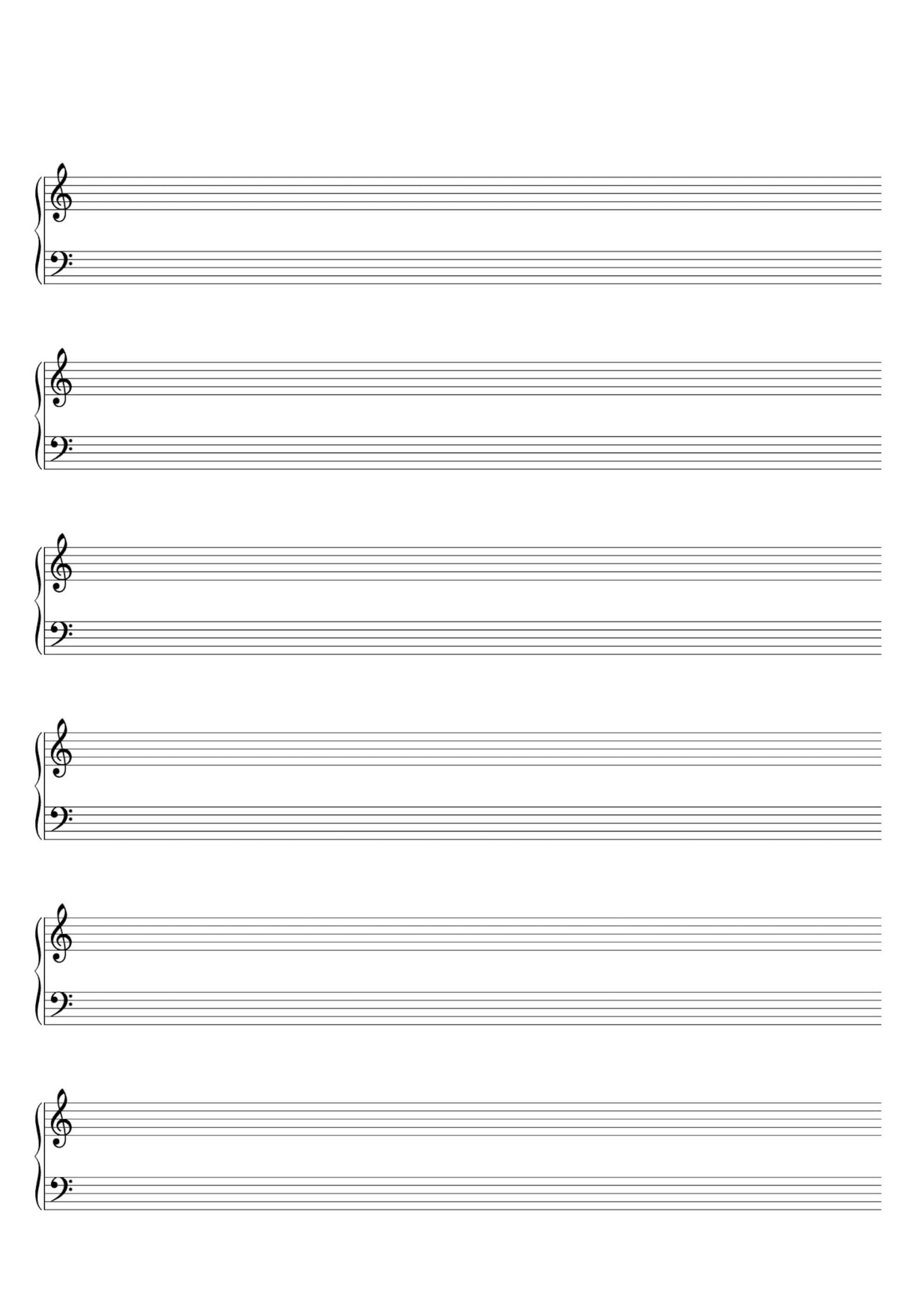 6 TYPES Printable Blank Staff Paper PDF Download Blank Music Staff ...