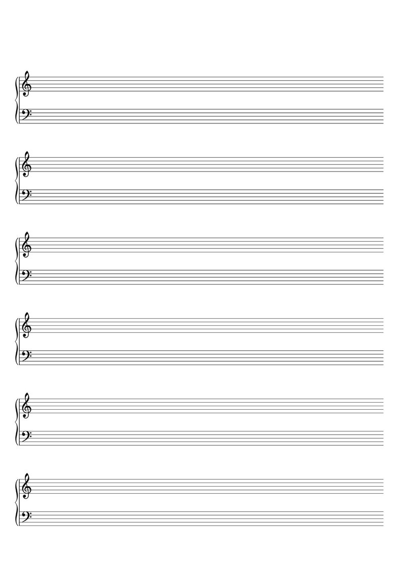 6 TYPES Printable Blank Staff Paper PDF Download Blank Music Staff ...