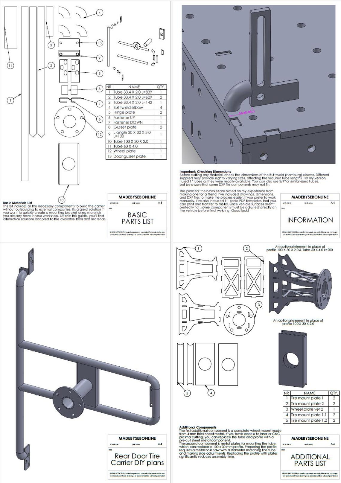 DIY Plans Spare Wheel Carrier Vw CRAFTER Step-by-step Guide With DXF ...
