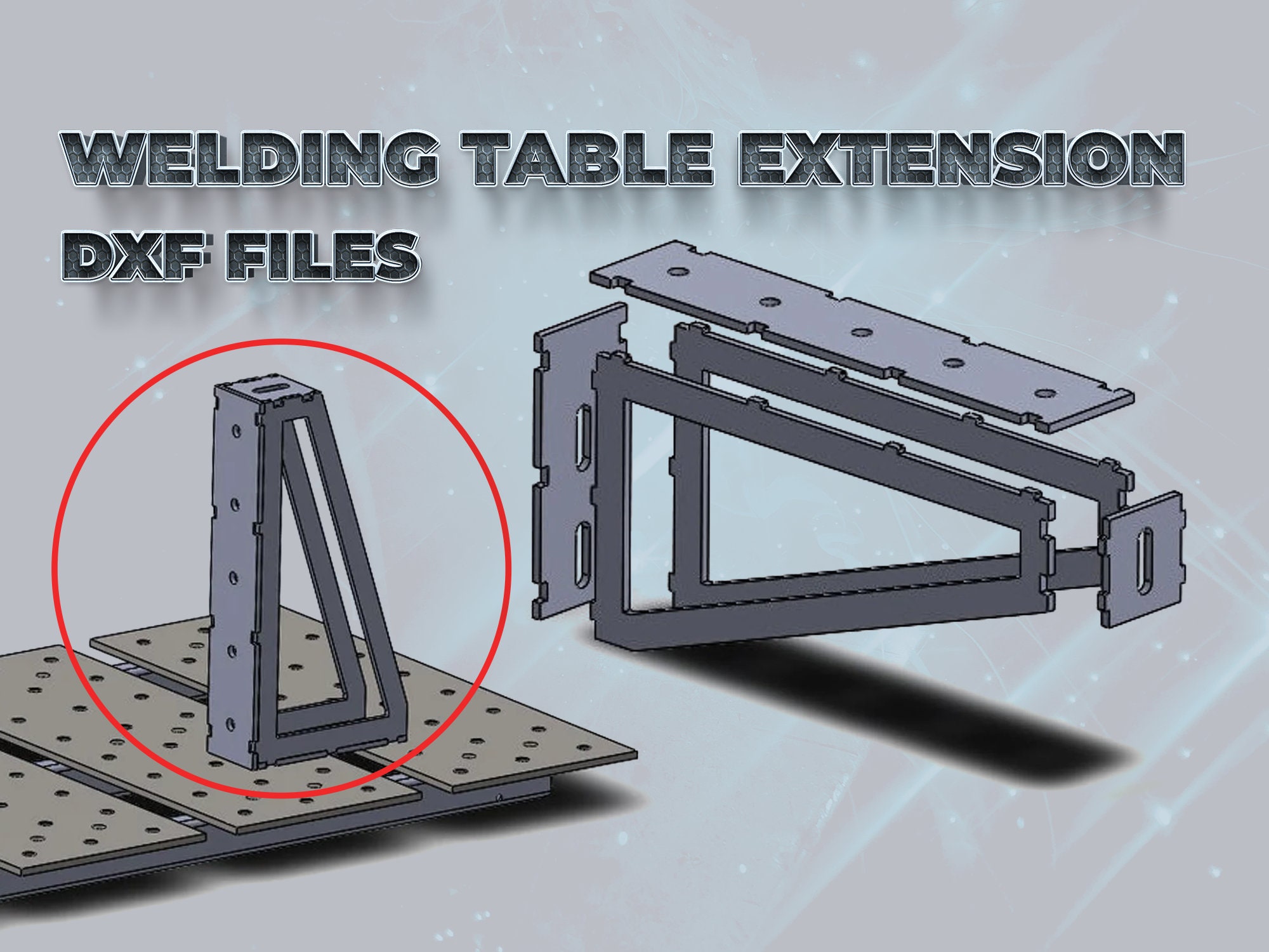 Welding Table Extension Square 90 Degree 500 X 100 X 8mm DXF Laser or ...