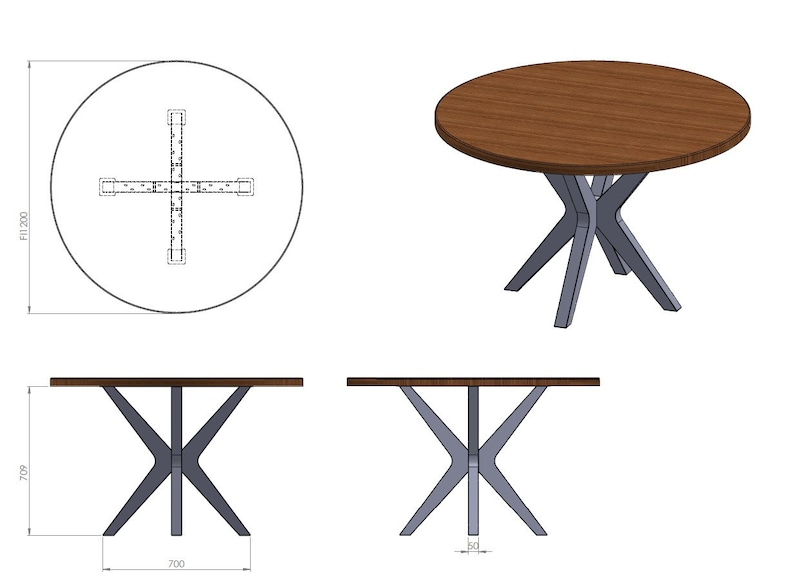DXF Files for Cutting and Making Table Legs From2mm Sheet Metal - Etsy