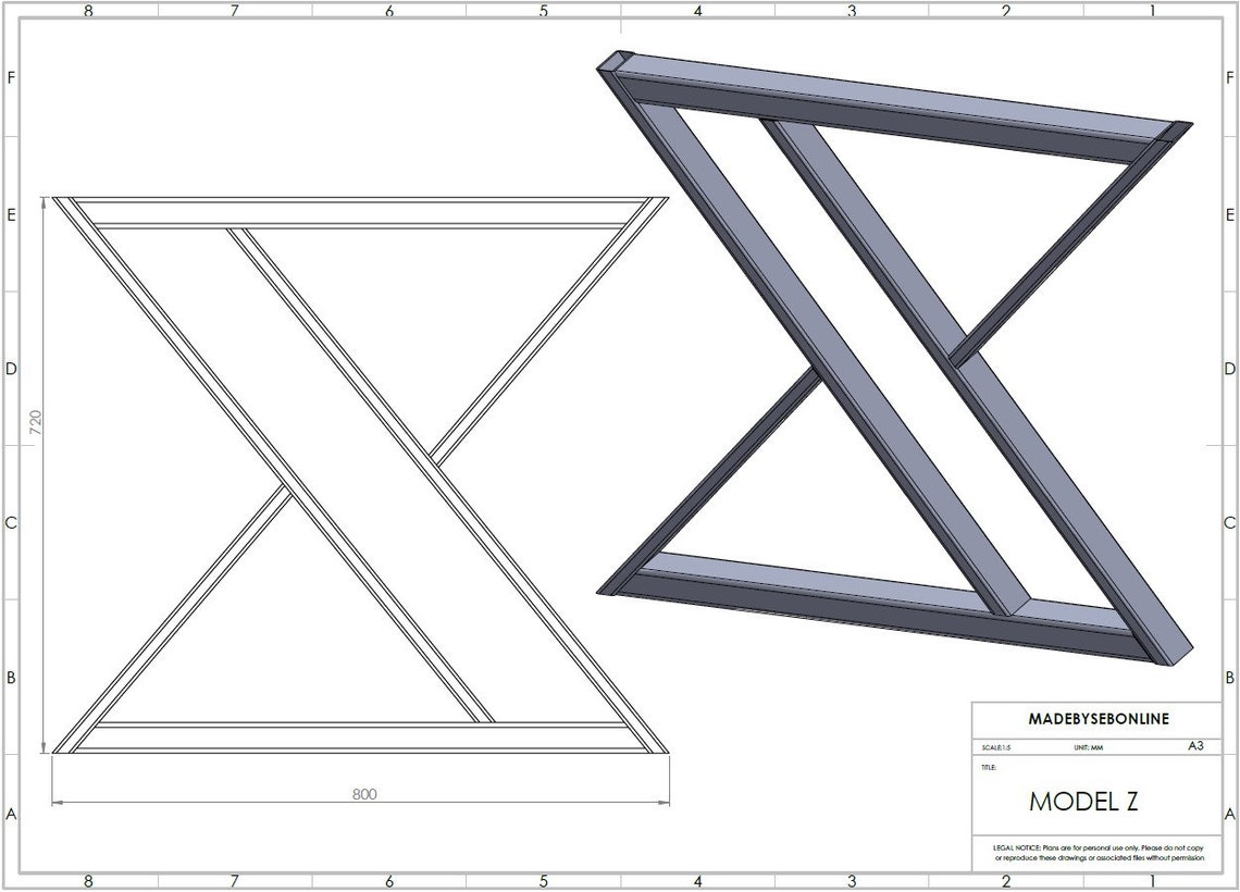 Blueprints for Making Loft Style Table Legs Welding (Download Now) - Etsy