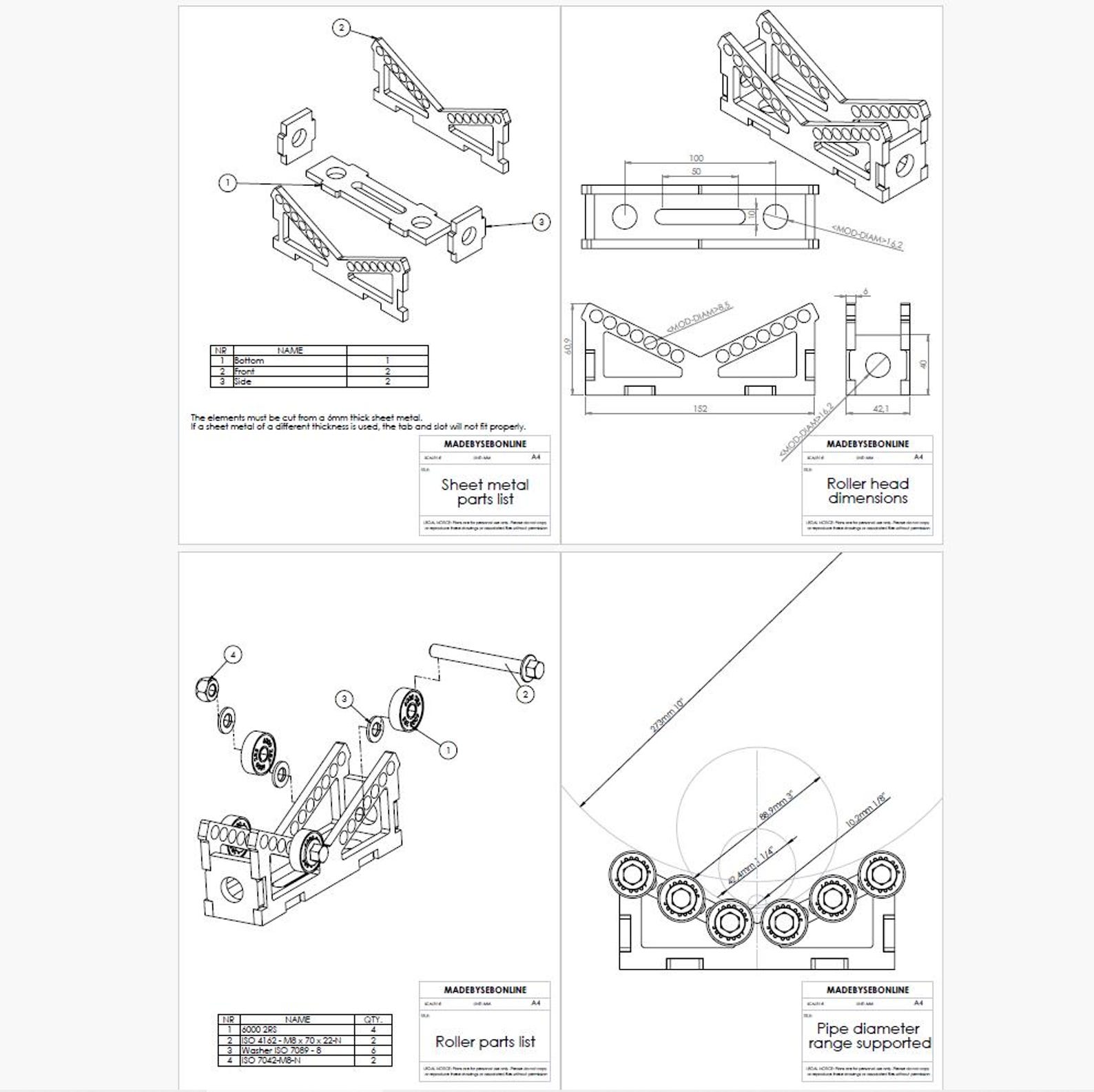 Roller Head DXF CNC PDF - Self Adjusting Pipe Stand Project, Welding ...