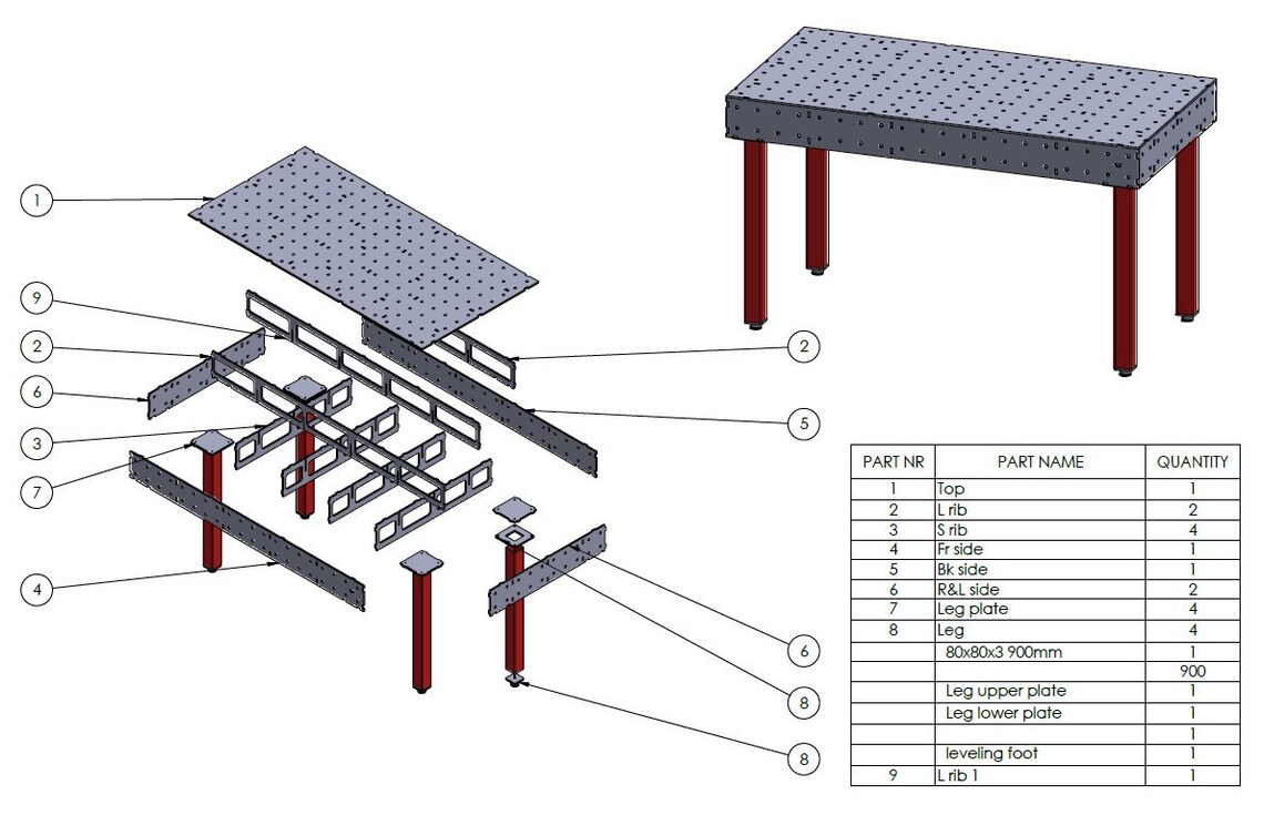 DIY Welding Table DXF Files 2000x1000x200mm D16 10mm Thickness - Etsy