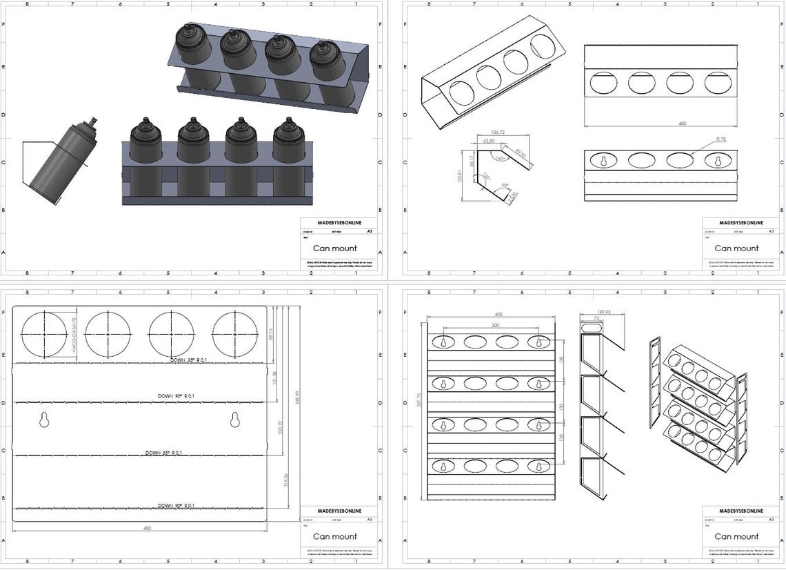 Spray Can Organizer DXF Cnc Plans Laser Plasma Workshop Shelf Spray ...