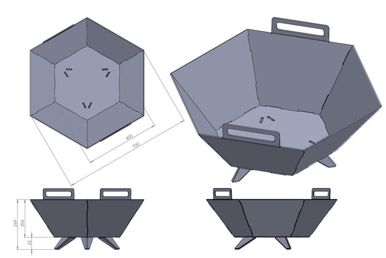 Hexagonal Fire Pit DXF Plans – 4mm Steel CNC Laser Cut (PDF File) - Etsy
