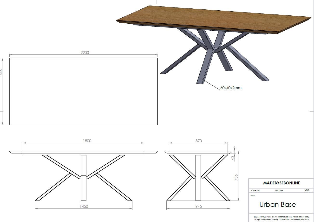 PDF Blueprints Igs Step DXF Files for Making a Table Base Model URBAN ...