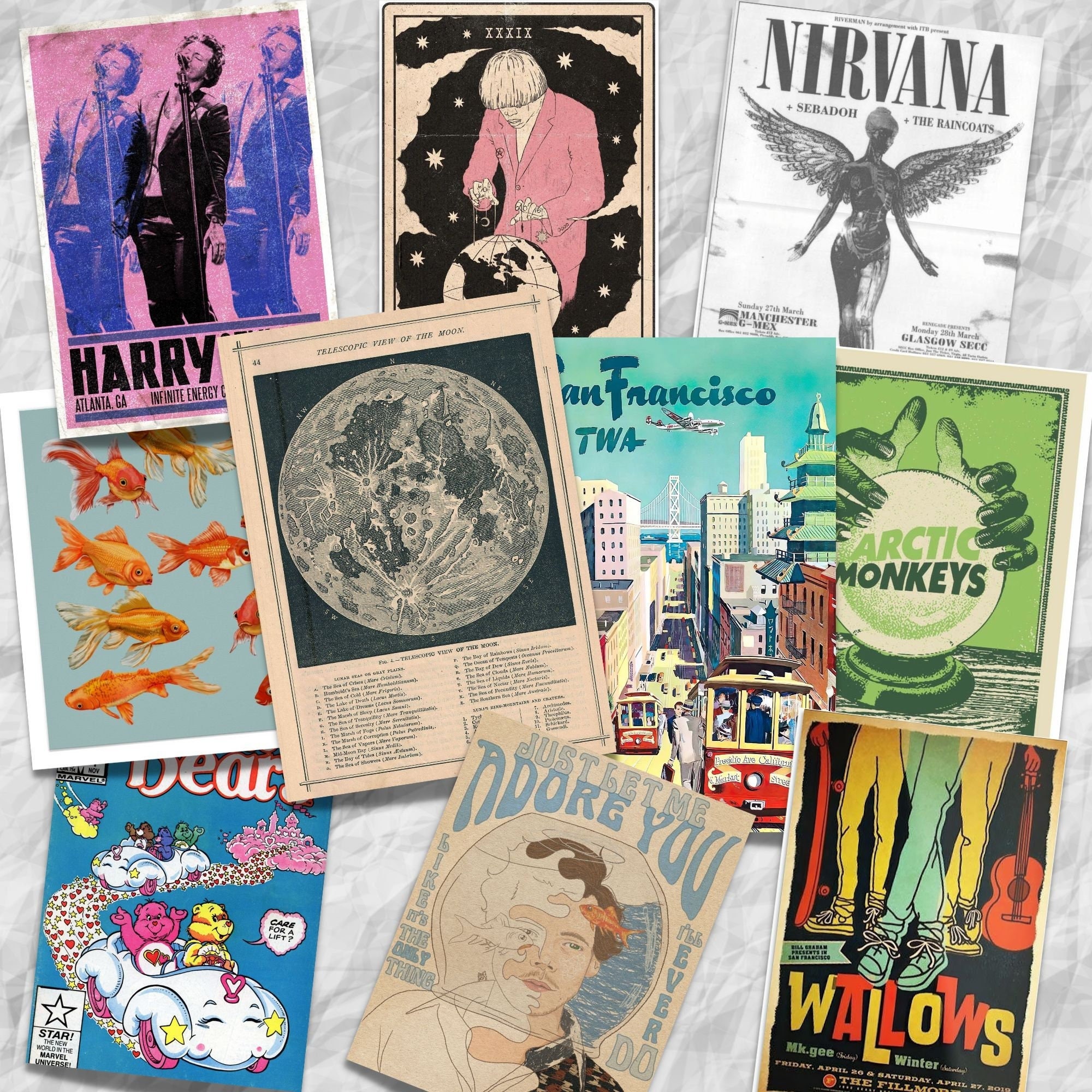 Set of 10 Vintage Wall Posters - Etsy UK