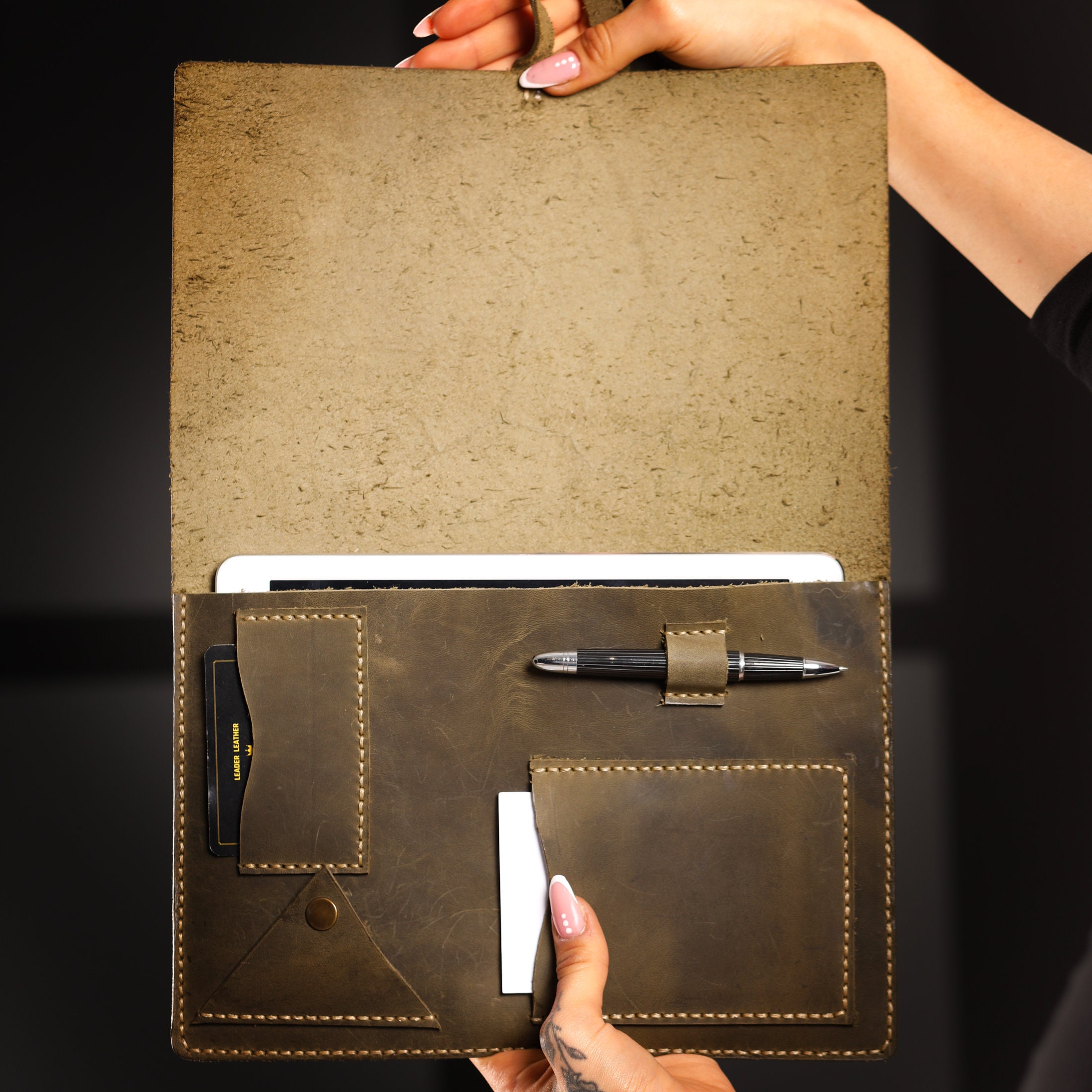 Leather Organizer - Padfolio Pouch – iPad Case – Document Padfolio ...