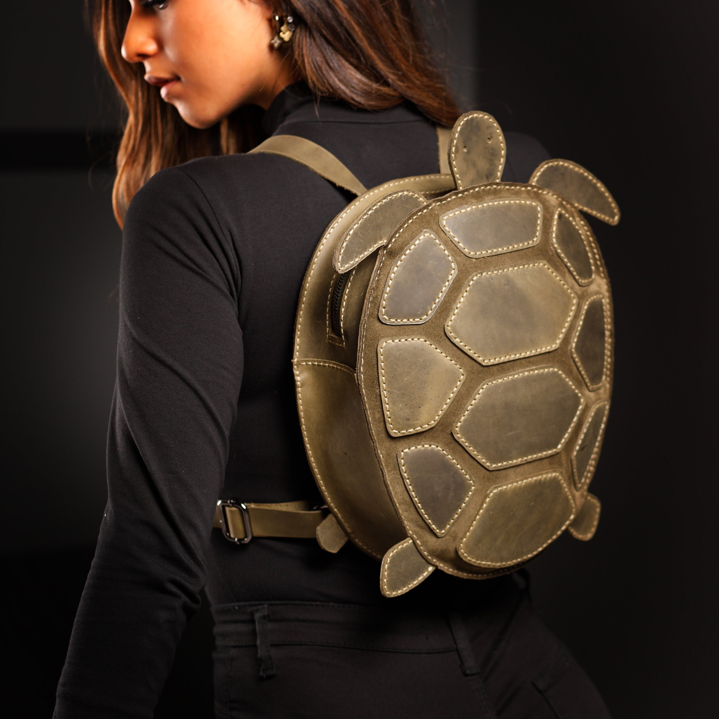 Bag for Children - Turtle Bag - Cute Animal Bag - Green Bag - Kids Leather Backpack - Leather ...