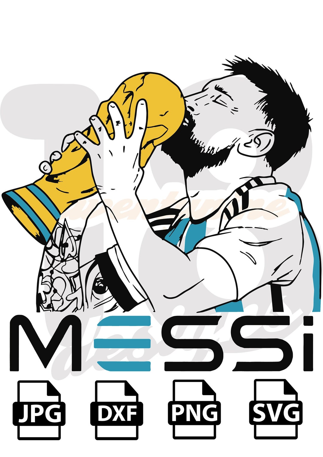 Messi Gold SVG, PNG, PDF & Dxf Files, T-shirt Design, Digital Prints ...
