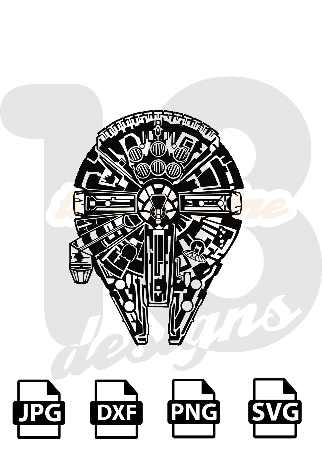 Millennium Falcon Star Wars SVG, PNG, PDF & Dxf Files, T-shirt Design ...