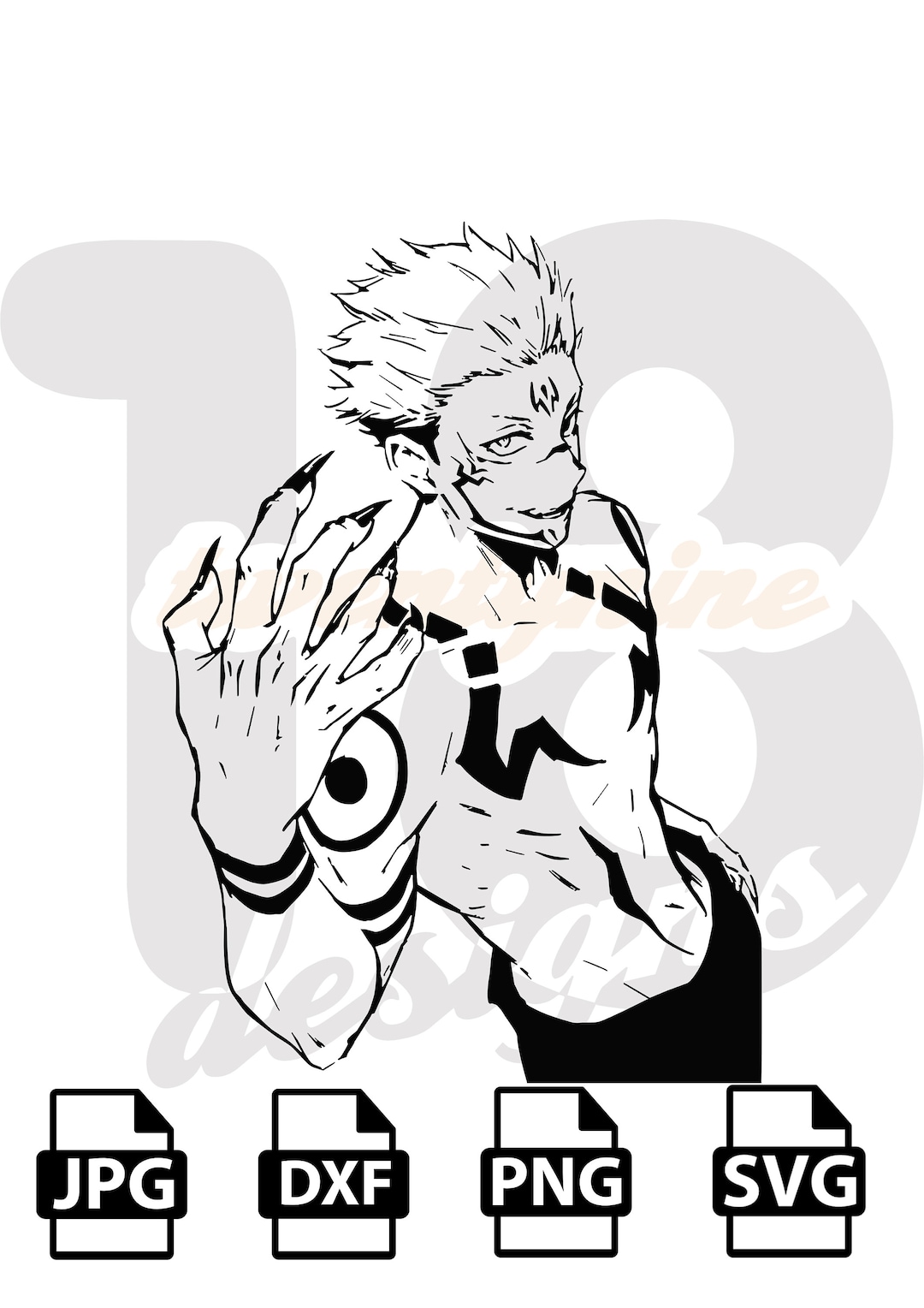 Sukuna SVG, PNG, PDF & Dxf Files, T-shirt Design, Digital Prints ...