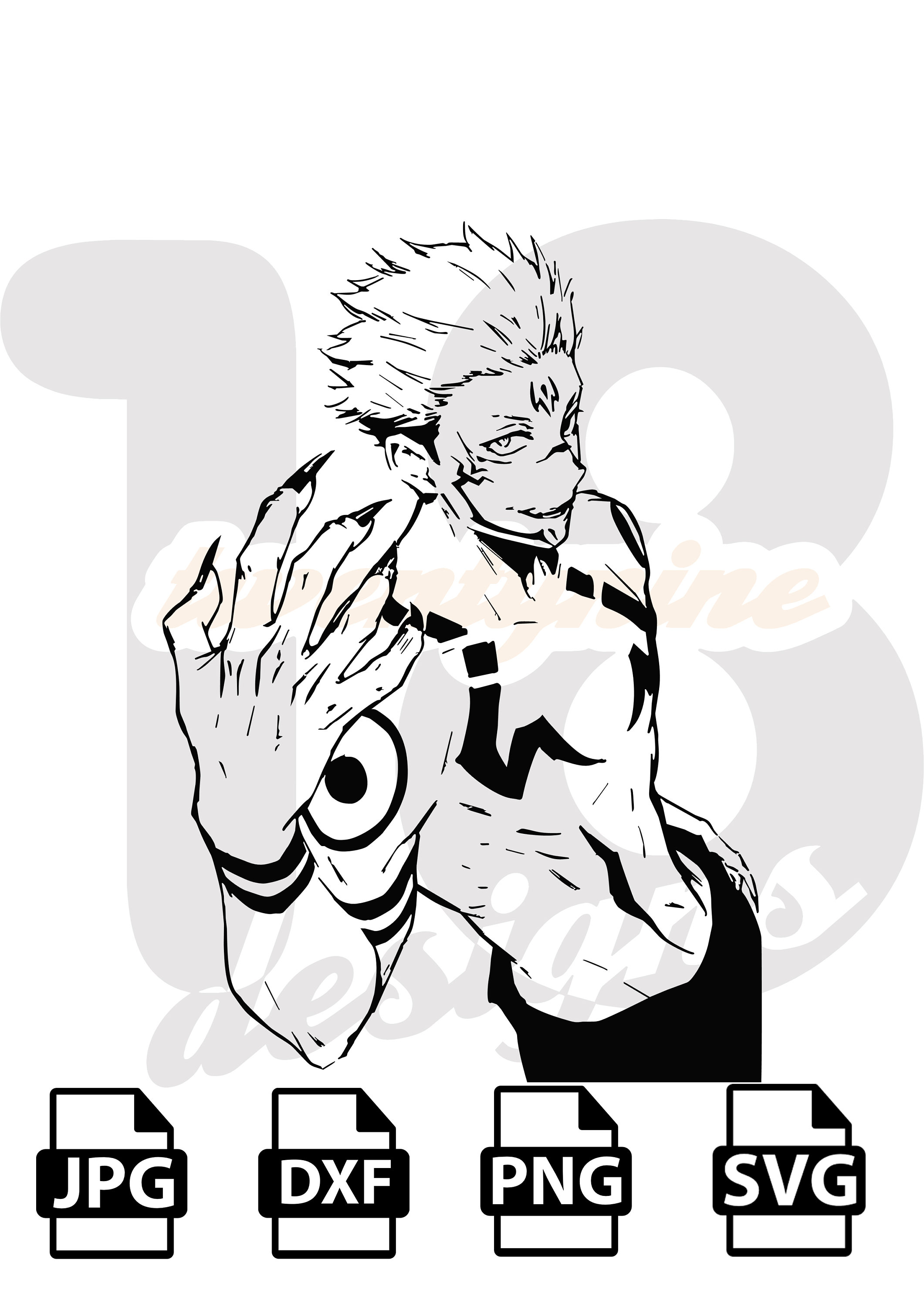 Sukuna SVG, PNG, PDF & Dxf Files, T-shirt Design, Digital Prints ...