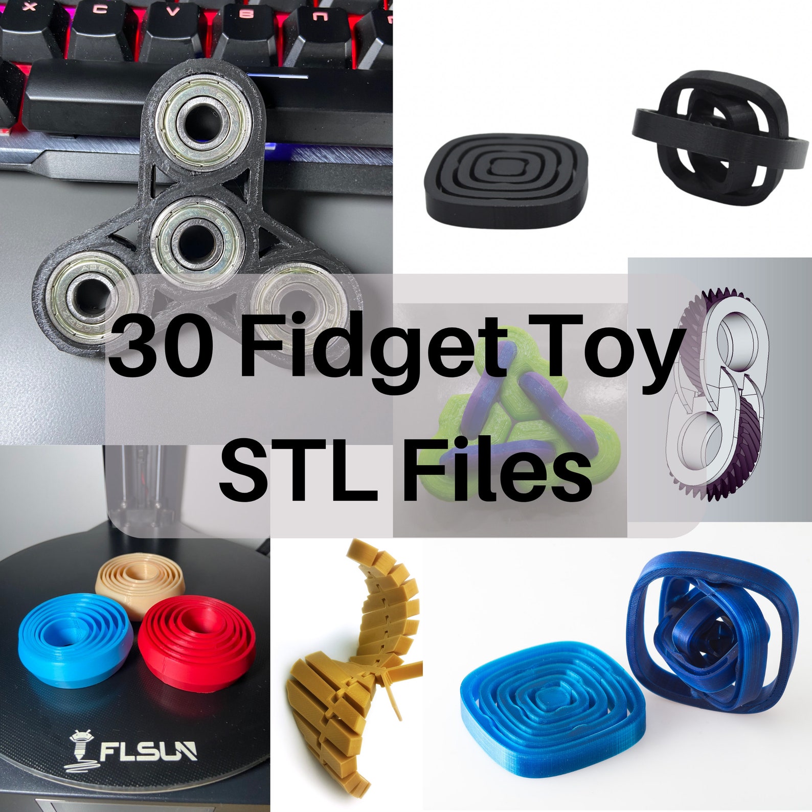 30 Fidget Toy STL Files 3D Printing Files 30 3D Models 3D Printer Files ...