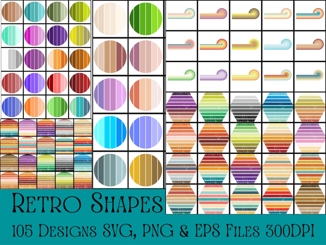 Retro Shapes SVG Bundle Retro Geometric Shapes Machine Cut Files and ...