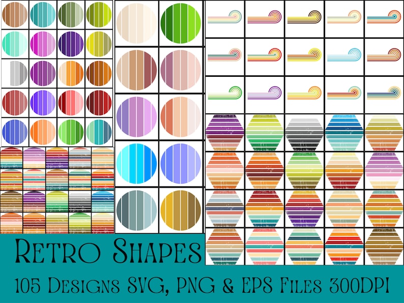 Retro Shapes SVG Bundle Retro Geometric Shapes Machine Cut Files and ...