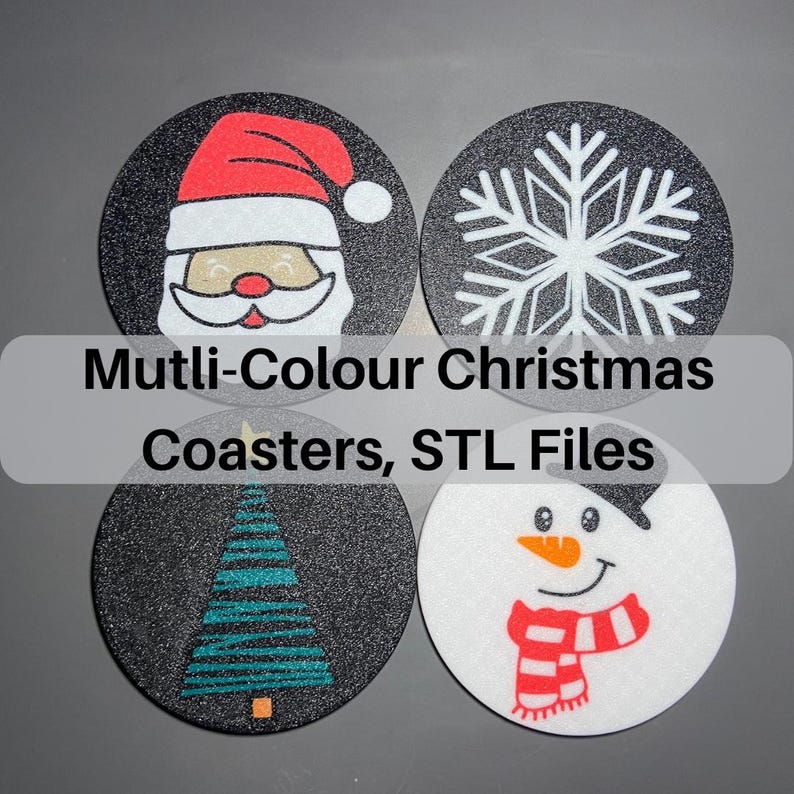 Christmas Drink Coaster STL Files for 3D Printing, Multi-colour Print ...