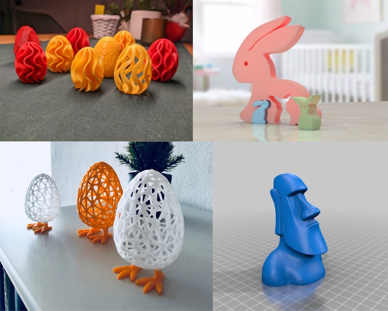 Set of 8 Easter 3D Models STL Files for 3D Printing - Easter Eggs ...