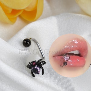Spider Lip Ring, Crystal Lip Stud, Tragus Piercing, Fashion Eyebrow ...