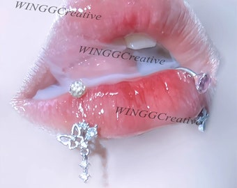 Spike Labret Stud Lip Piercingsrivet Tongue Ringdevil Lip - Etsy