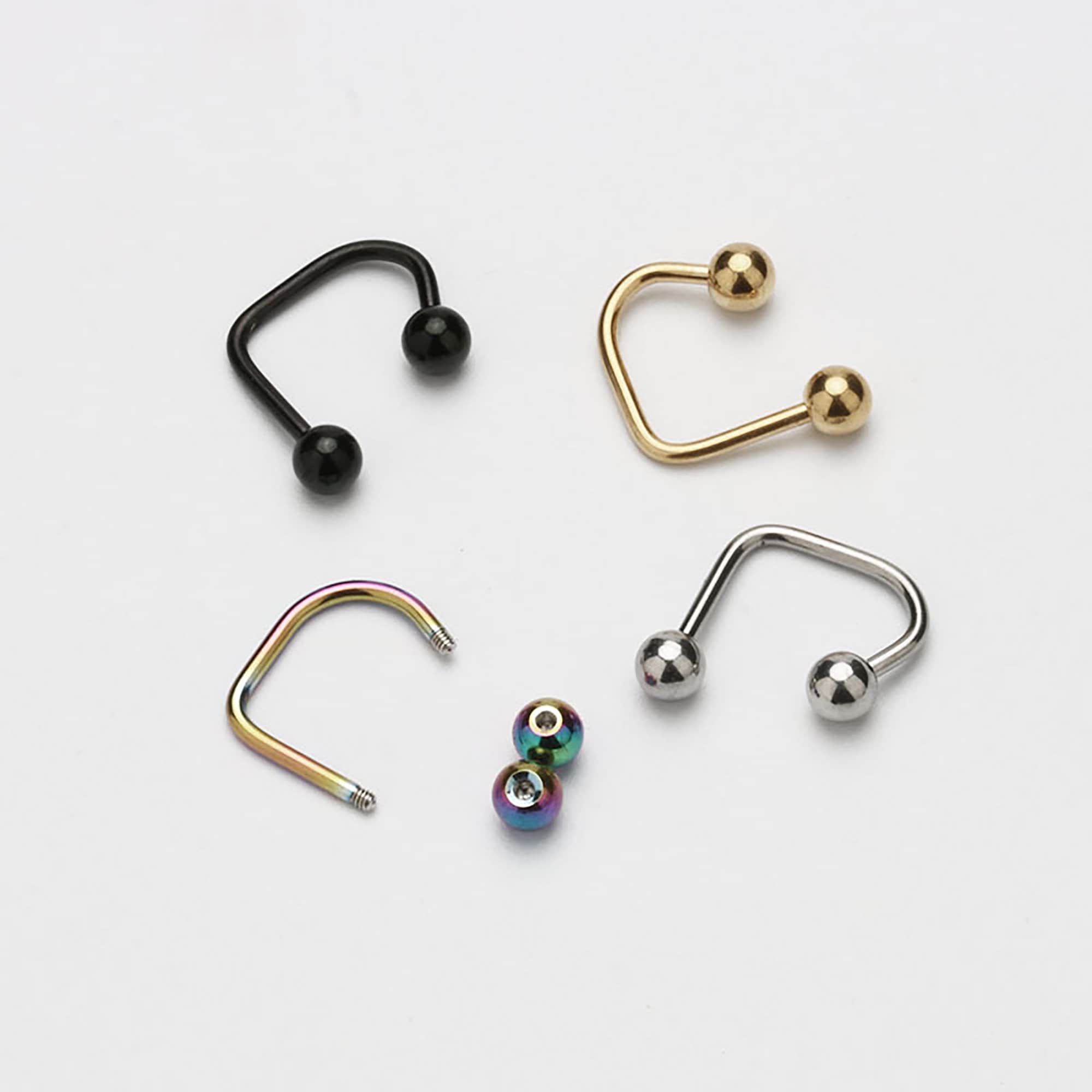 Round Ball U-shaped Lip Stud, Devil Horseshoe Lip Ring, Punk Stud ...