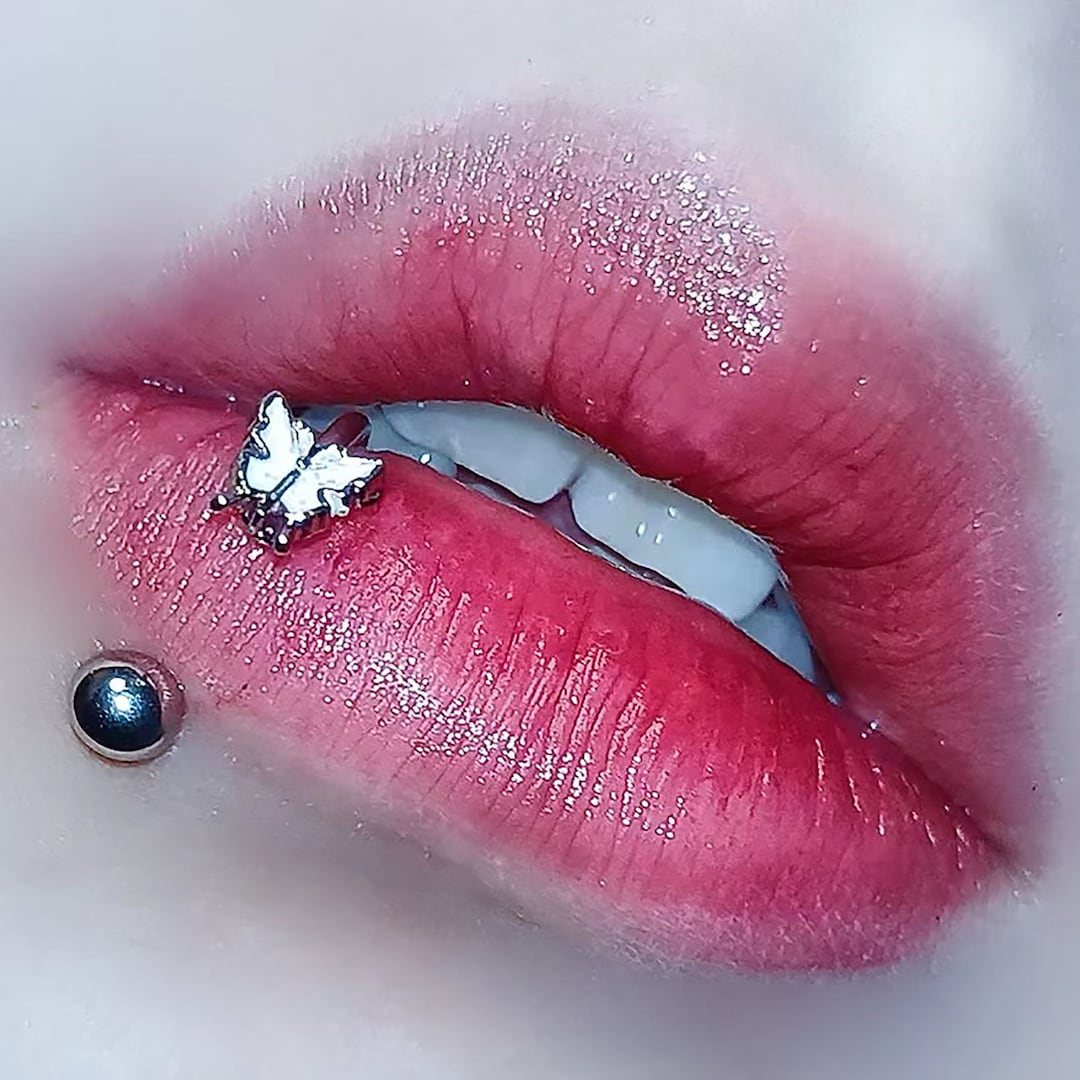 Butterfly Lip Ring, Sweet Lip Ring, Nose Ring, Eyebrow Ring, Cartilage ...