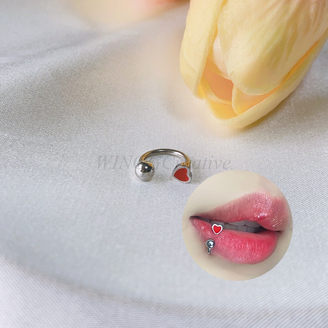 Heart Lip Ring, Personality Lip Stud, Titanium Steel Tongue Stud, Punk ...