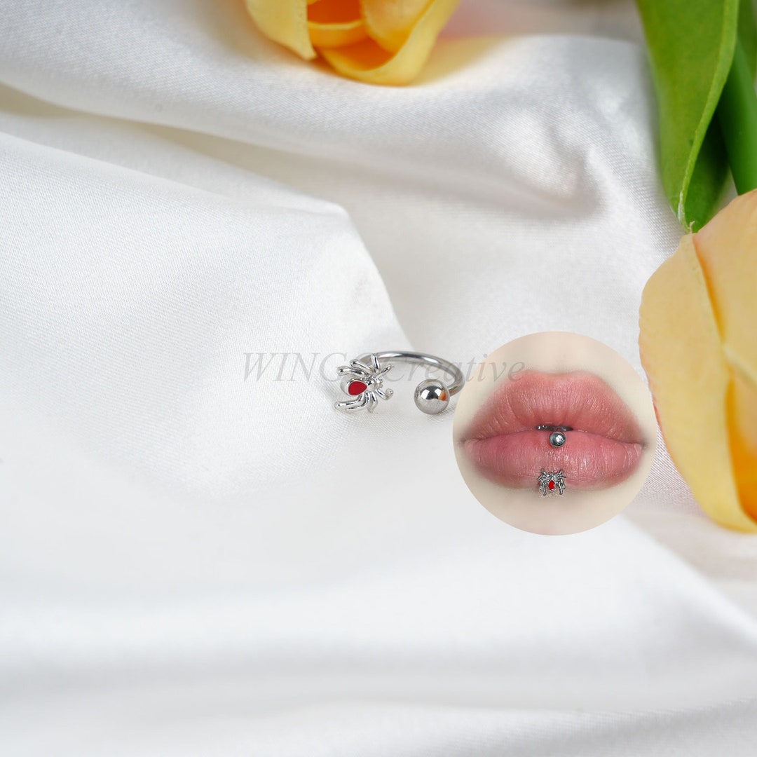 Personality Red Spider Lip Ring, Tragus Piercing, Fashion Eyebrow Ring ...