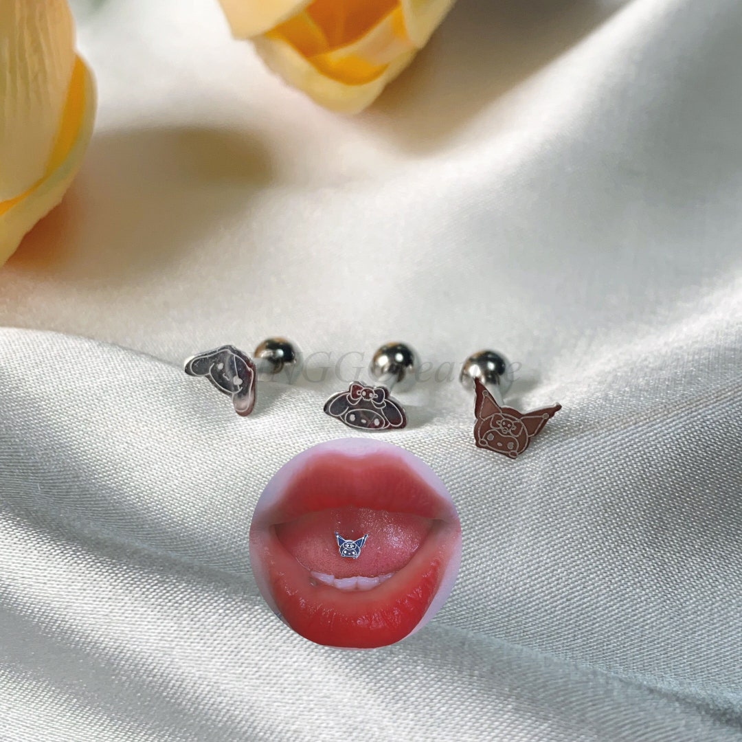 Cartoon Character Barbell Tongue Ring, Cute Tongue Stud, Titanium Steel ...
