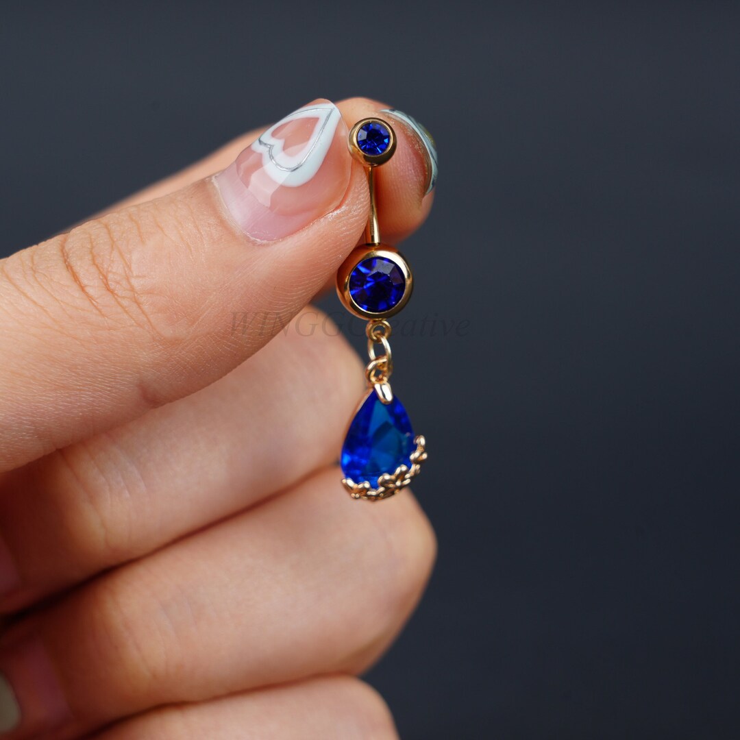 Navy Water-drop Pendant Women Belly Rings, Fashion Navel Rings ...