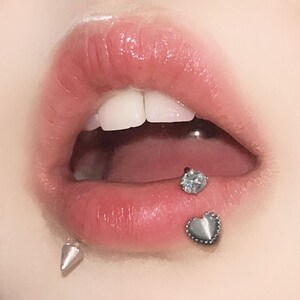 Heart-shaped Crystal Lip Ring, Personality Lip Stud, Punk Style Stud ...
