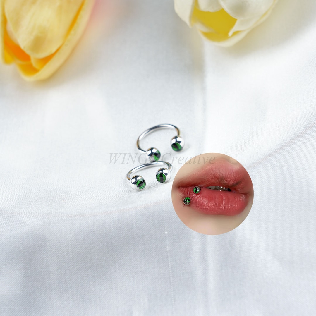 Evil Eyes Lip Ring, Eyeball Lip Ring, Punk Body Stud Piercing, Rivet ...