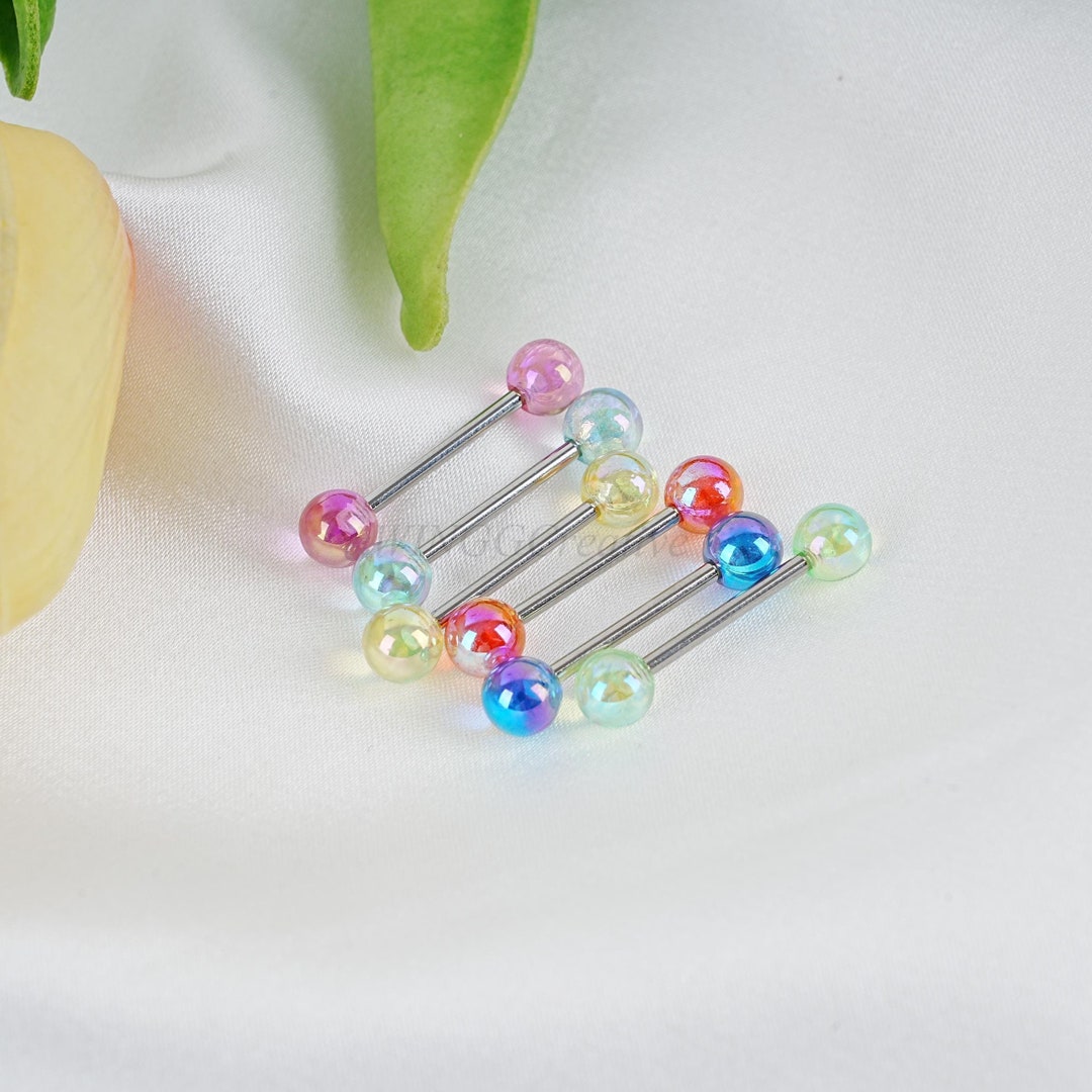 6PCS Colorful Tongue Stud, Acrylic Tongue Ring, Punk Style Stud ...